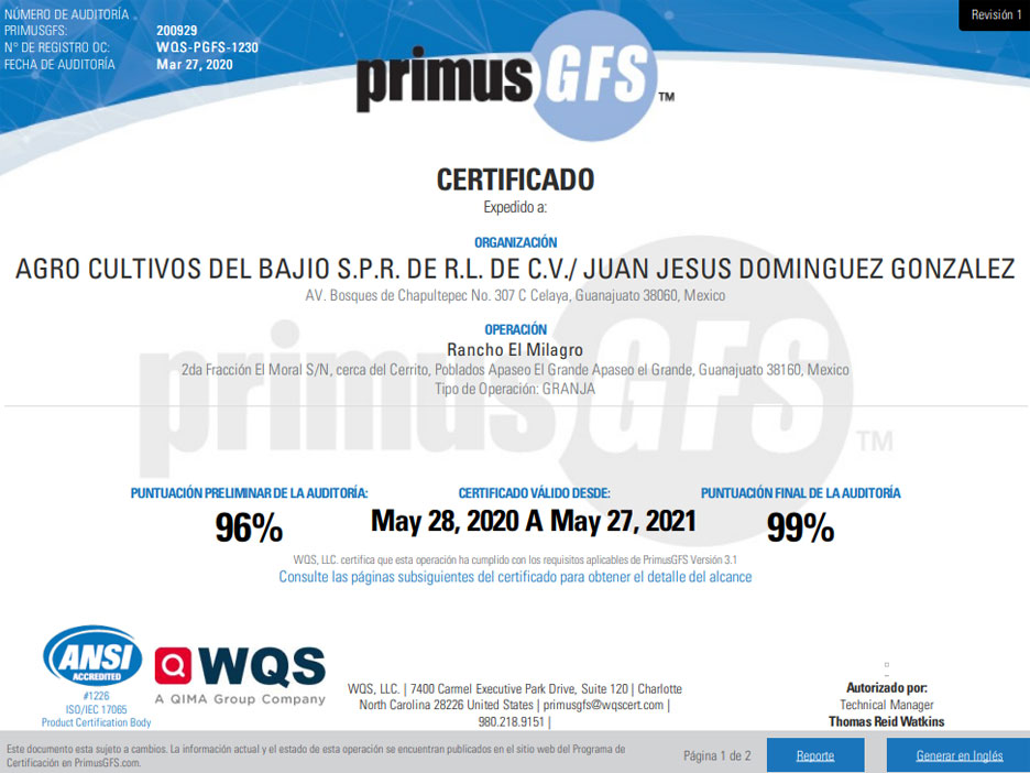 Lab Certifications + Food Safety Testing Reports | Western Pacific Produce