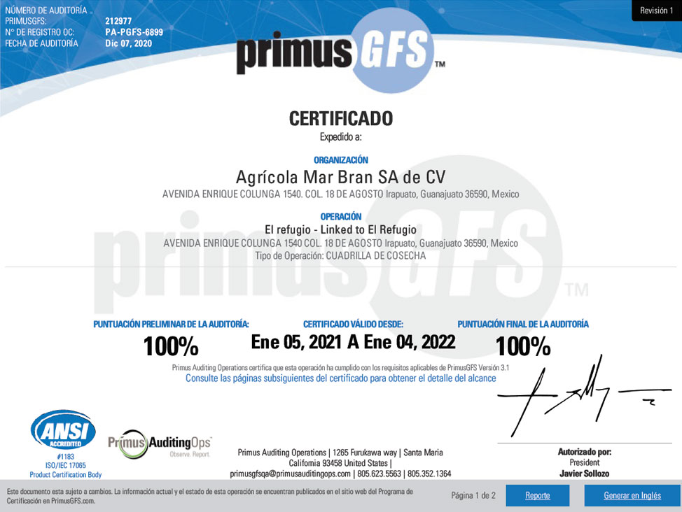 Lab Certifications + Food Safety Testing Reports | Western Pacific Produce