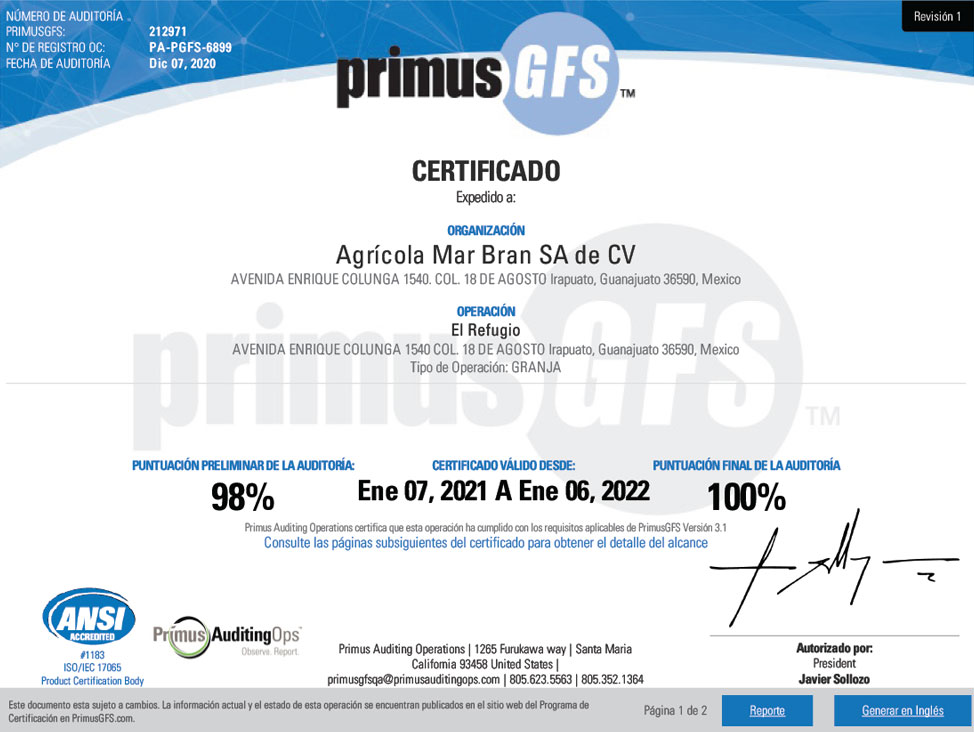Lab Certifications + Food Safety Testing Reports | Western Pacific Produce
